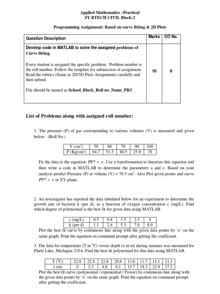 Assignment - Curve Fitting | PDF
