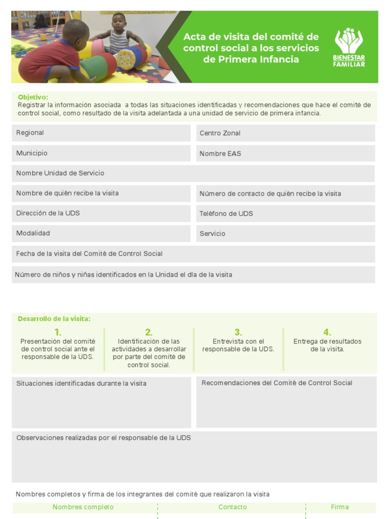 8.formato de Acta de Visita Comité de Control Social PDF | PDF