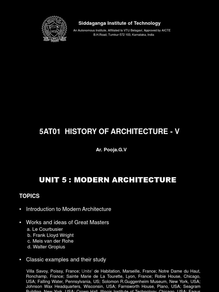 Unit 5 - 5at01 History of Architecture - V - Modern Architecture PDF | PDF