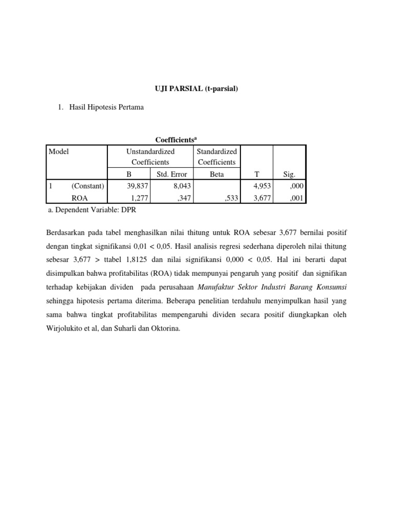 Uji Parsial Dan HIpotesis | PDF