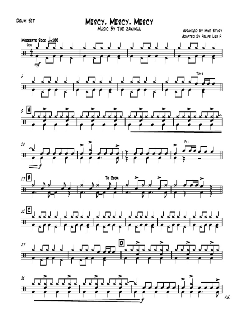 Mercy Mercy Mercy Drum Set | PDF