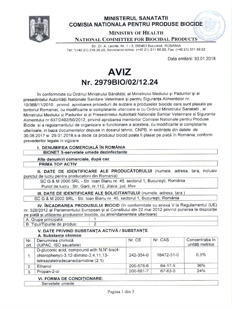 AVIZ BIONET S Nou | PDF