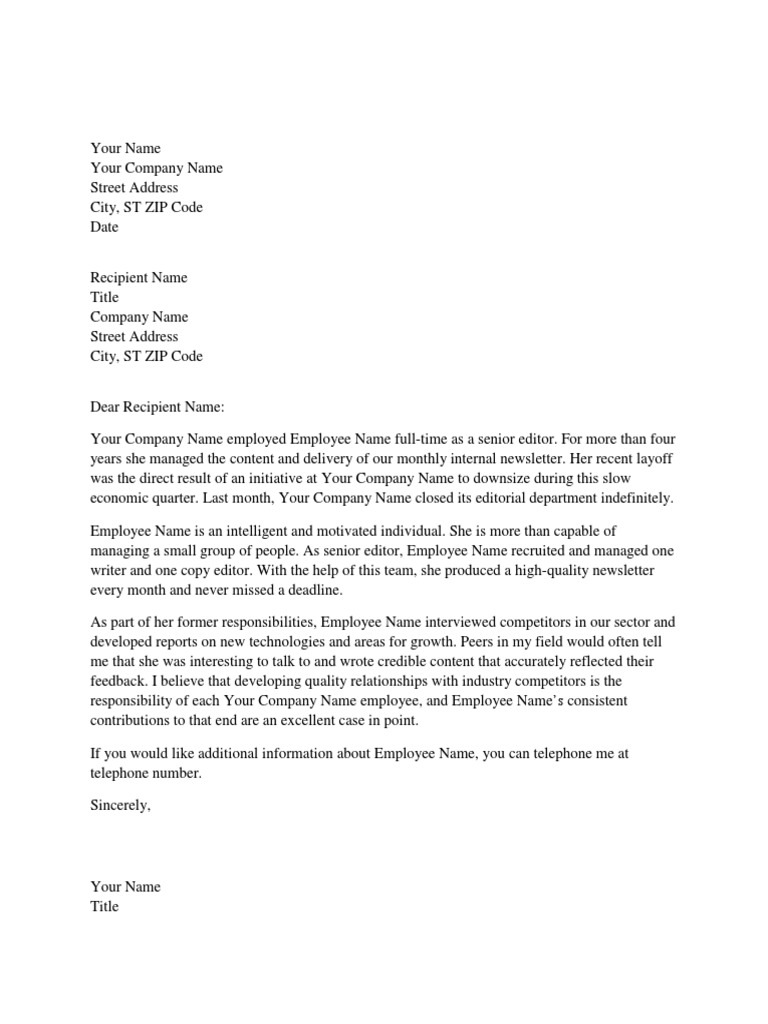 Employee Recommendation Letter Template | PDF | Career & Growth