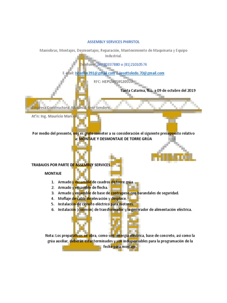 Montaje y Desmontaje de Grúa Torre | PDF