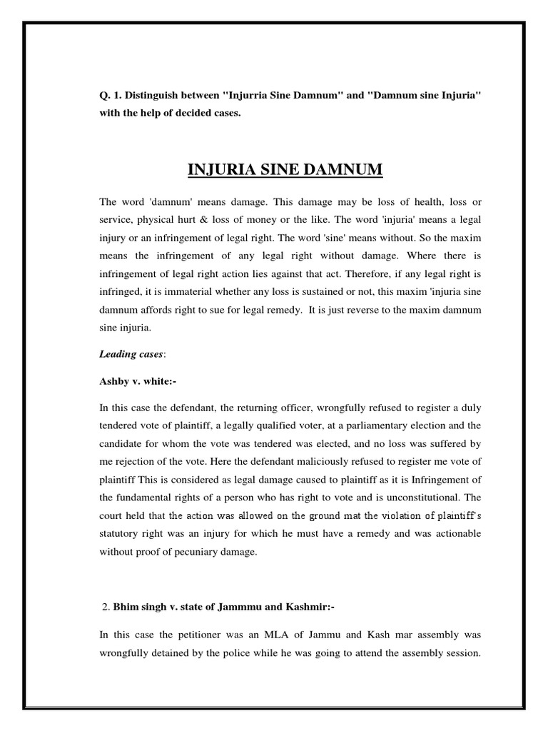 Damnum Sine Injuria | PDF