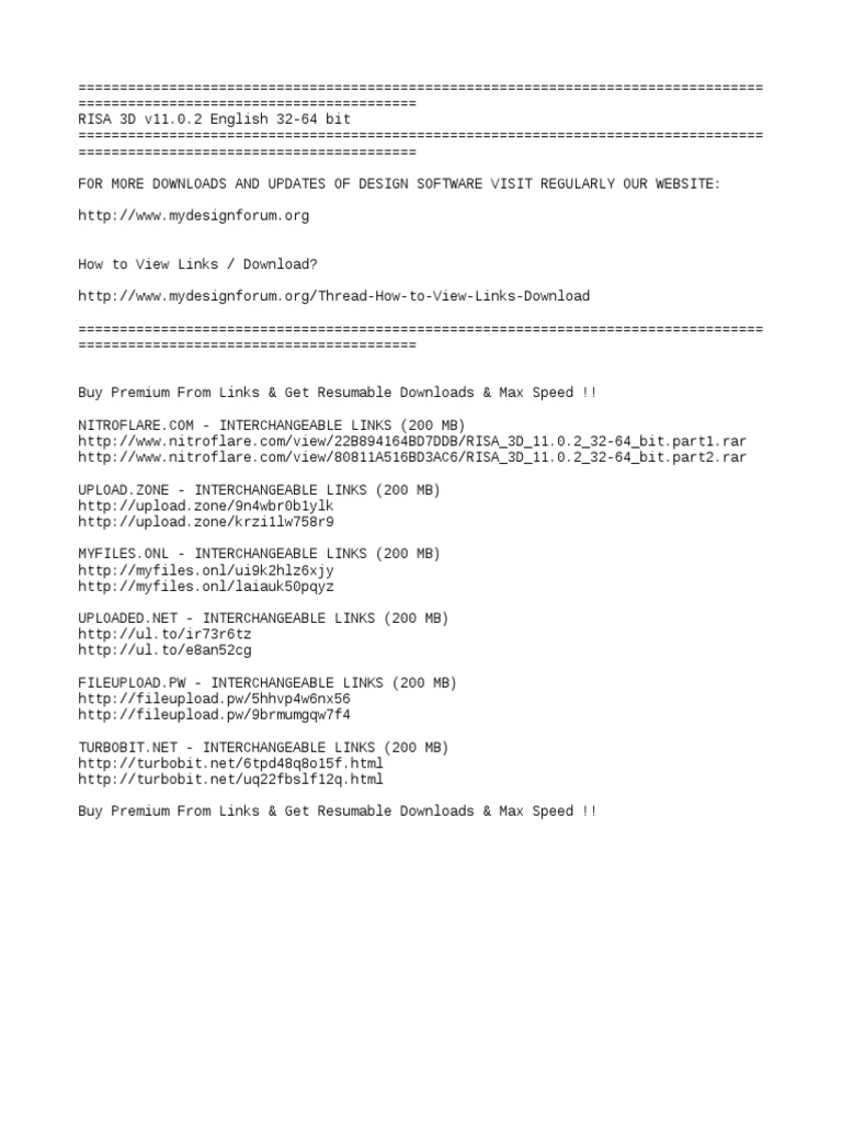 RISA 3D v11.0.2 English 32-64 Bit | PDF