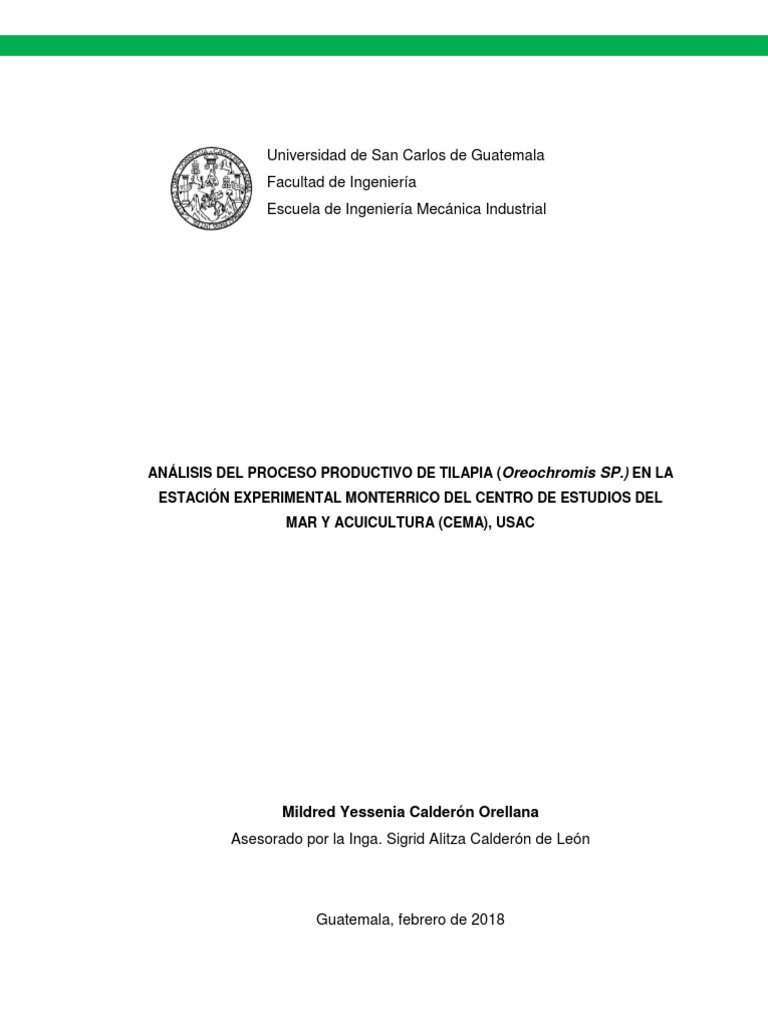 CARTILLA TILAPIAS Mildred Yessenia Calderón Orellana PDF | PDF