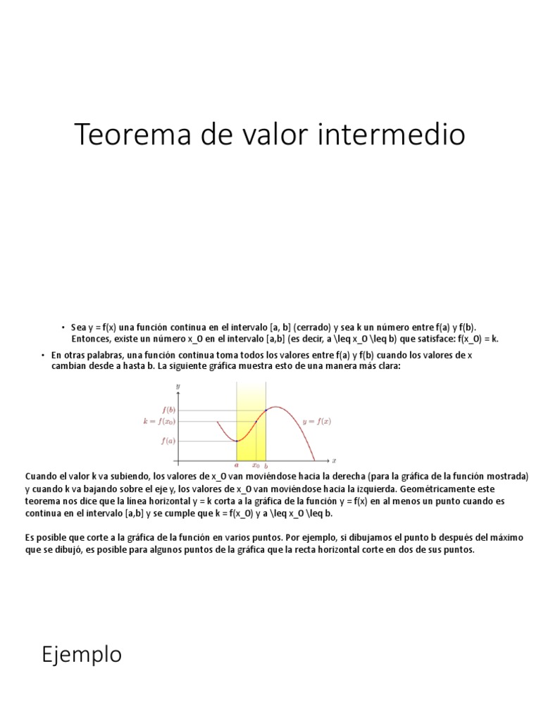 Teorema de Valor Intermedio | PDF | Métodos y materiales de enseñanza | Ciencia y matemáticas