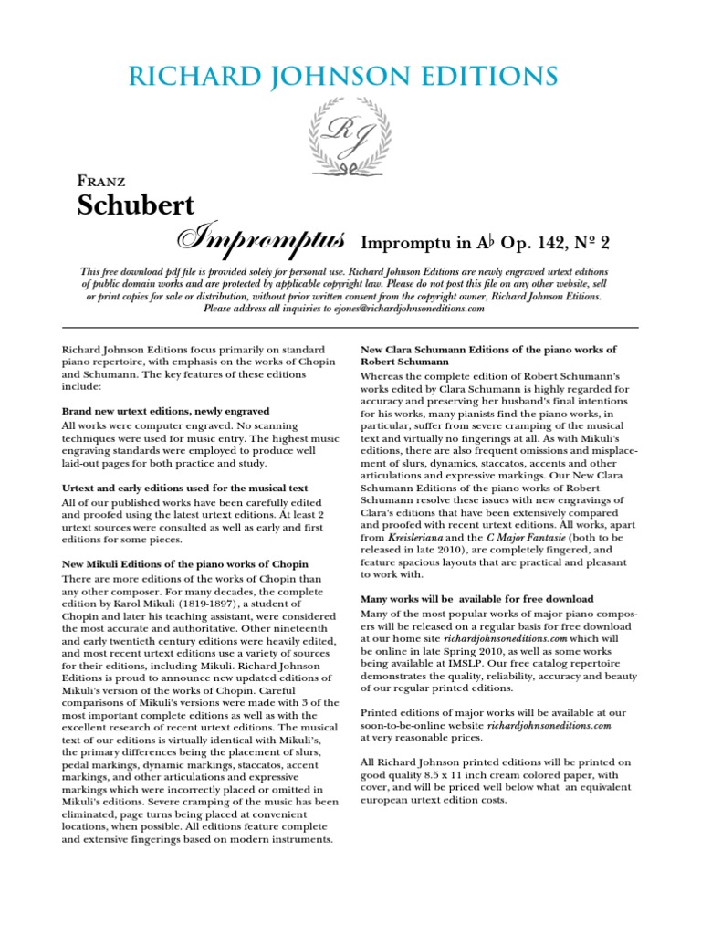 F. Schubert - Impromptu Op.142 No.2 | PDF | Robert Schumann | Frédéric ...