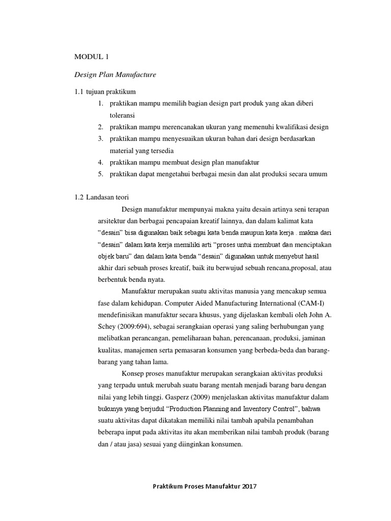 Design Plan Manufaktur | PDF