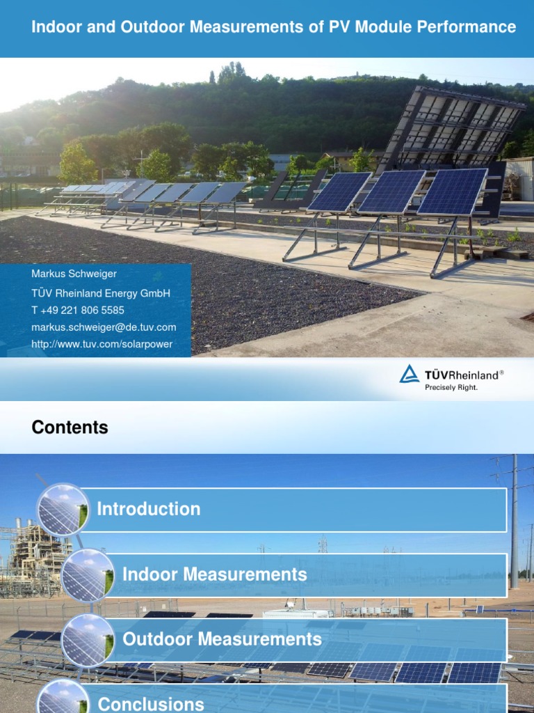 TUV Rheinland-Indoor and Outdoor PV Module Performance | PDF
