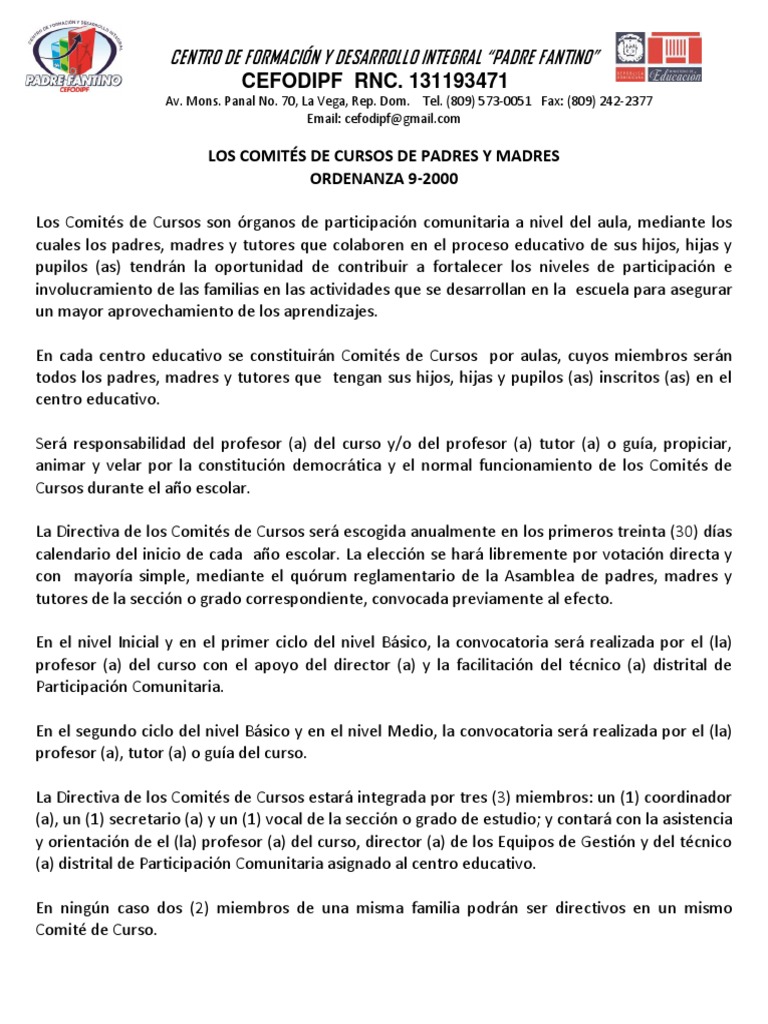 Funciones del Comité de Curso en CEFODIPF | PDF