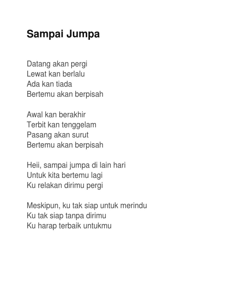 Sampai Jumpa LIRIK | PDF