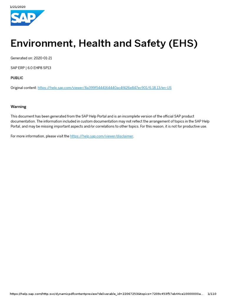 Sap Ehs V1 Pdf Pdf Dangerous Goods Warehouse