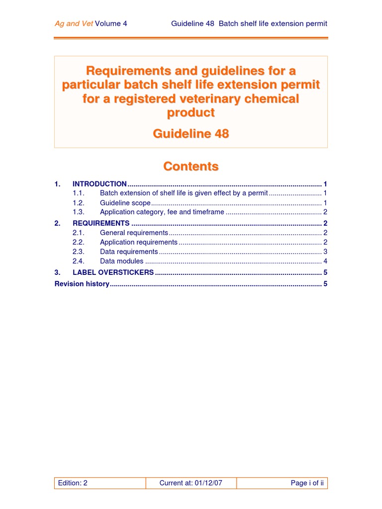 APVMA Batch Shelf Life Extension Permit | PDF | Shelf Life | Warehouse
