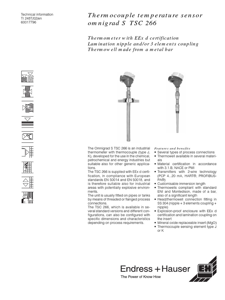 Temperatura - Termopar - Endress Hauser | PDF | Thermocouple | Applied ...