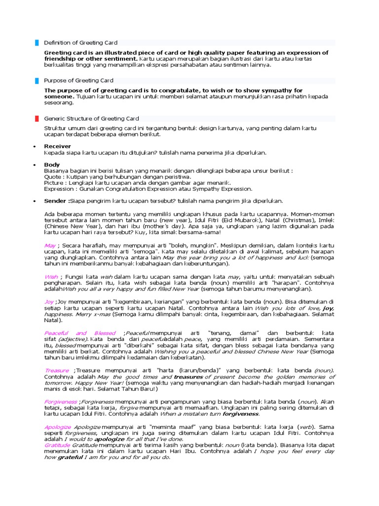 Materi Greeting Card | PDF