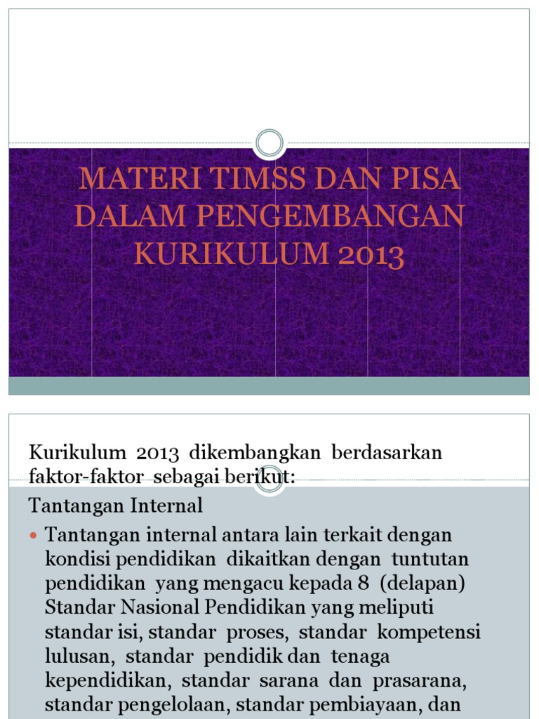Materi Timss Dan Pisa Dalam Pengembangan Kurikulum 2013 | PDF