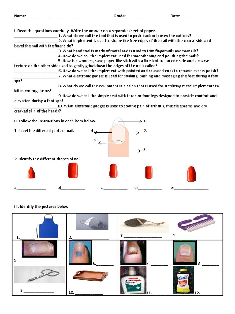 Tle 7 Quiz 1 | Download Free PDF | Nail (Anatomy) | Nature