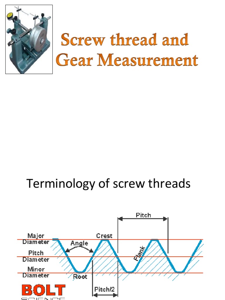 Screw Thread Measurement Terminology | PDF | Gear | Screw