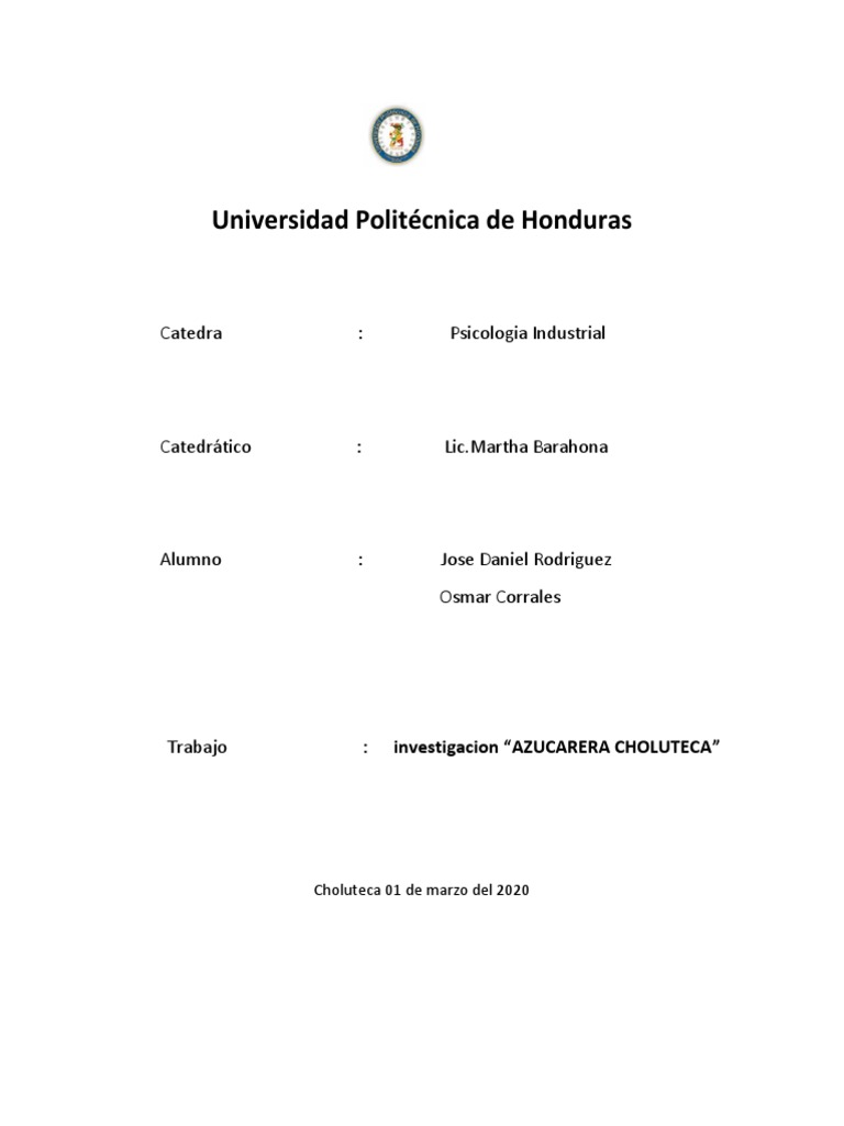 HISTORIA DE AZUCARERA CHOLUTECA para Daniel 2020 | PDF ...