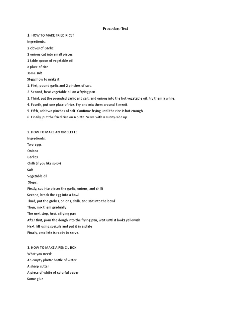 Contoh Procedure Text Pembelajaran | Download Free PDF | Camera | Garlic