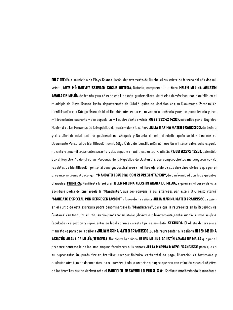 10 Mandato General Con Representacion Con Clausula Especial | PDF ...