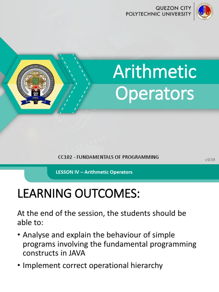 CC102 - Lesson 4 Bsit - PPT Operators | PDF | Boolean Data Type ...
