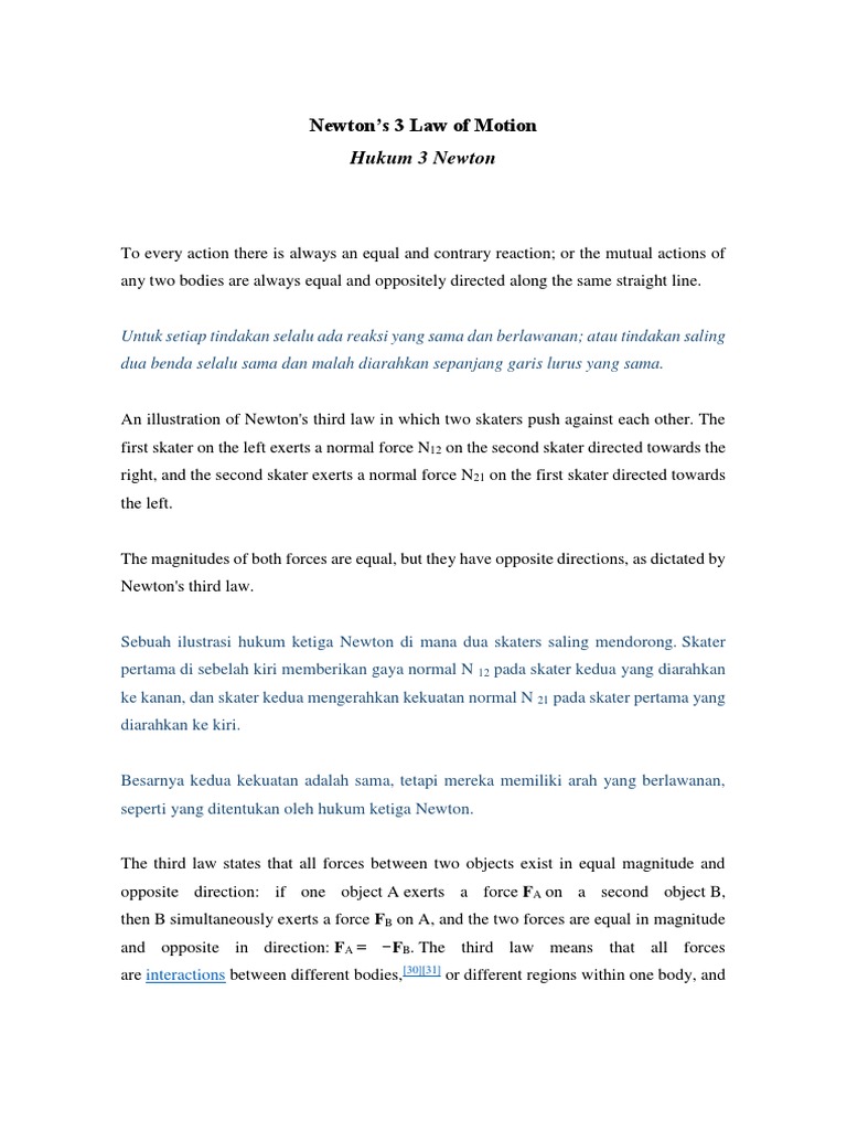 Newtons Third Laws of Motion - 1813022031 | PDF