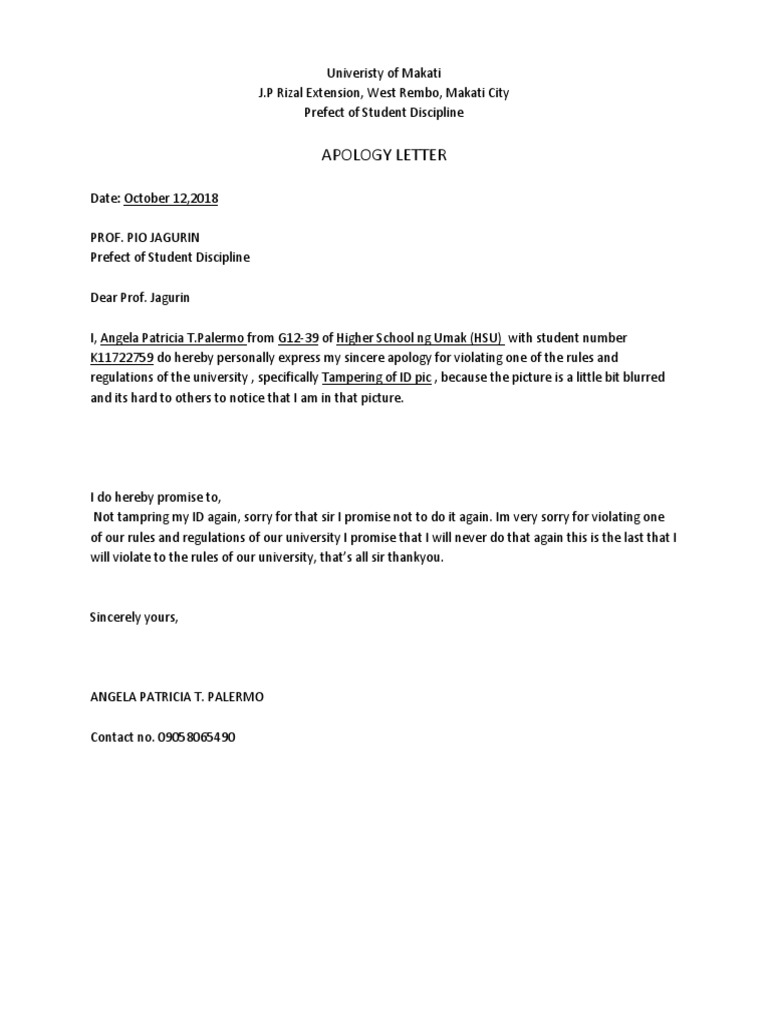 Apology Letter | PDF