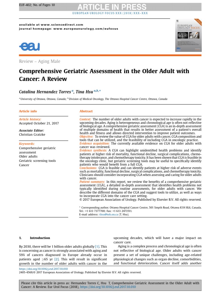 Comprehensive Geriatric Assessment in The Older Adult | PDF ...