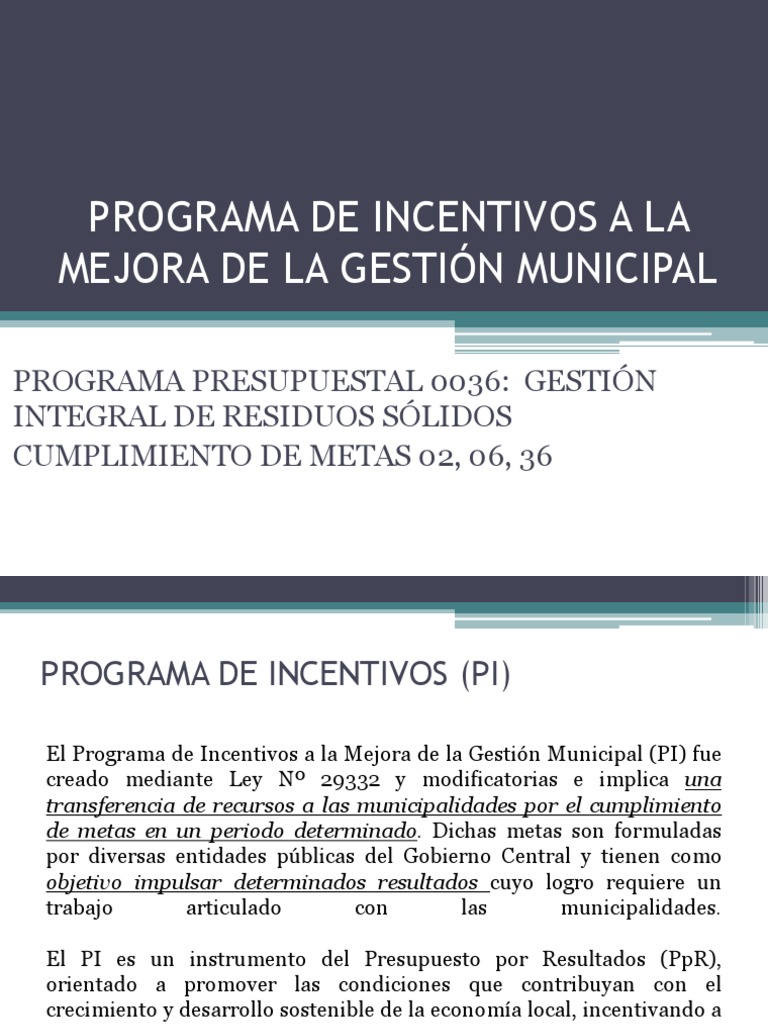 Programa de Incentivos PDF | PDF | Residuos | Reciclaje