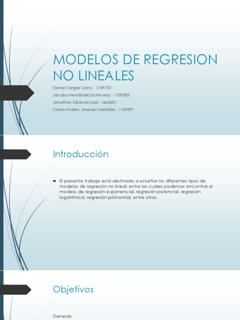 Modelos de Regresión No Lineales | PDF | Análisis de regresión ...