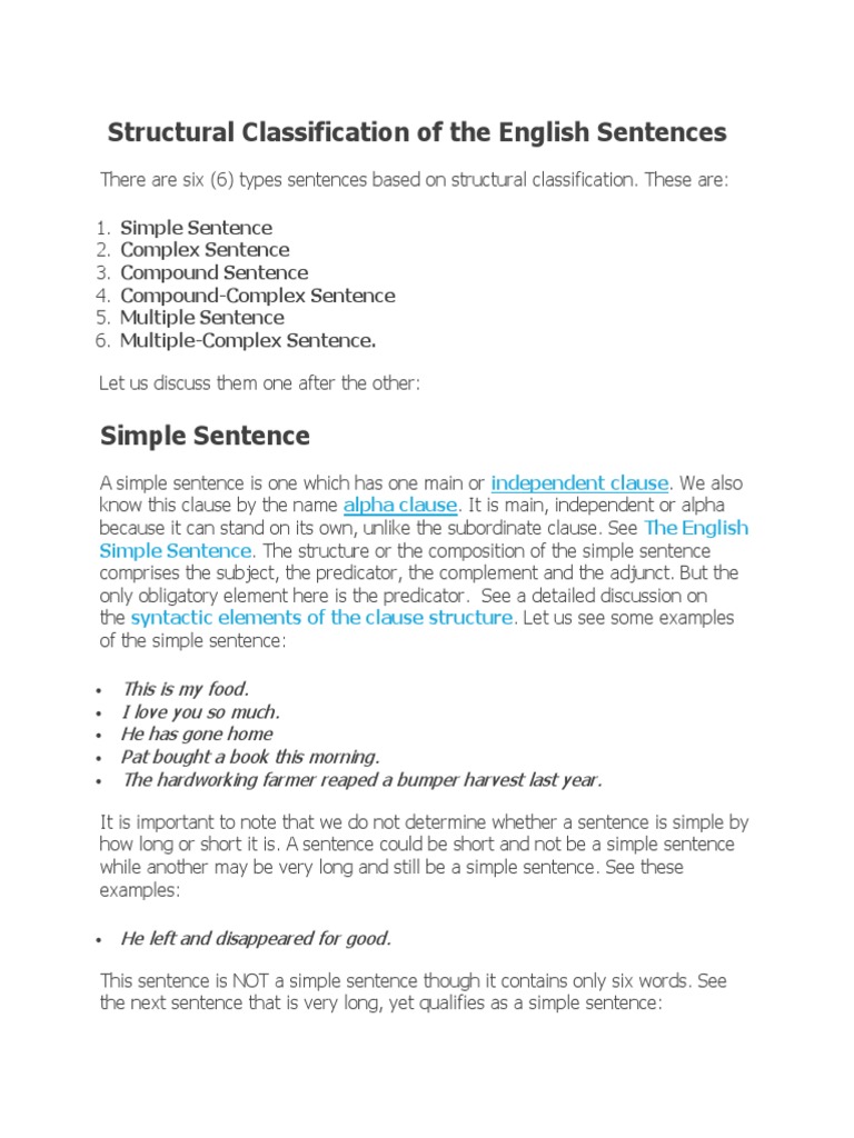 Sentence Structure Classification in English | PDF | Sentence ...