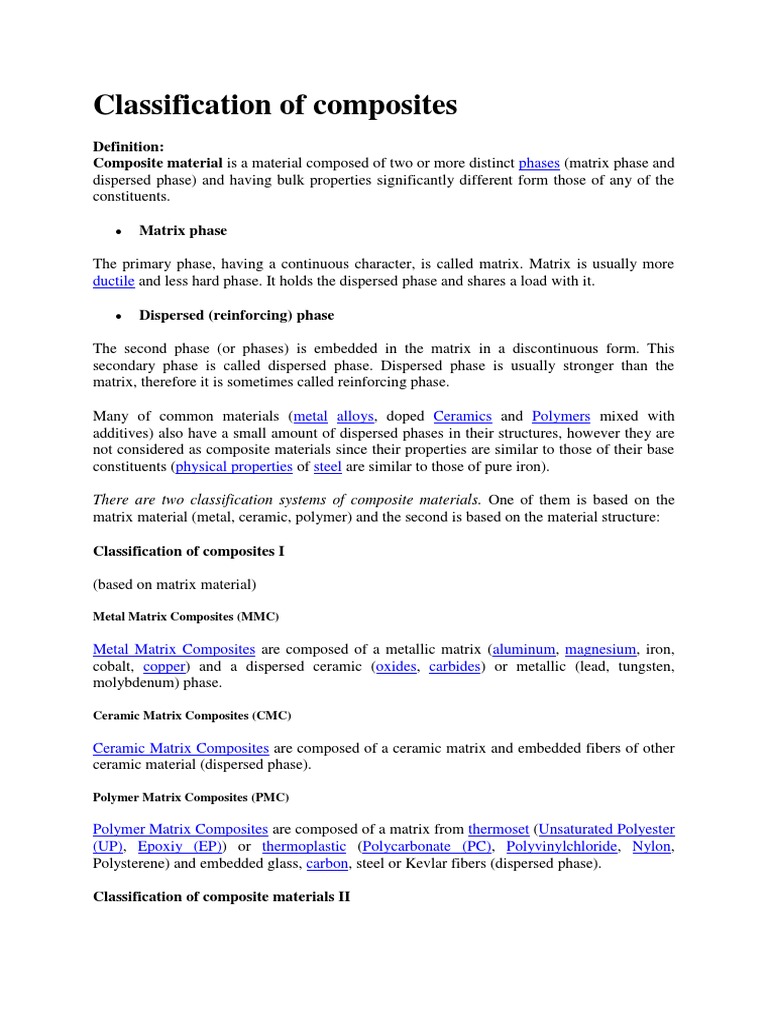 Classification of Composites | PDF | Composite Material | Fibers