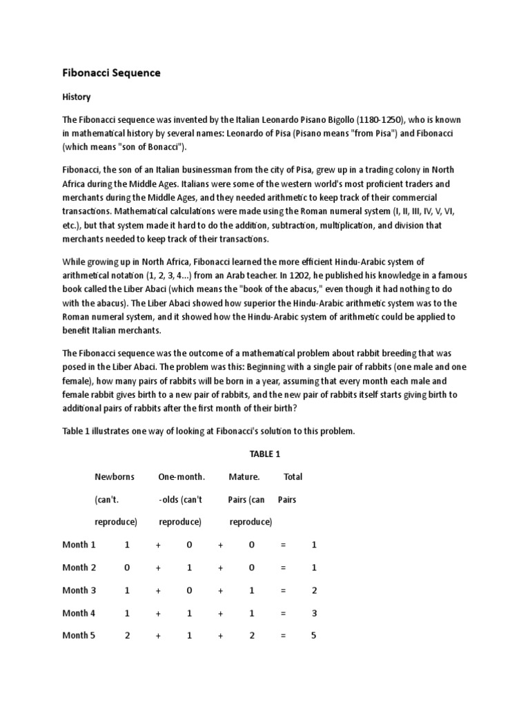 Fibonacci Sequence: History and Applications | PDF | Teaching ...