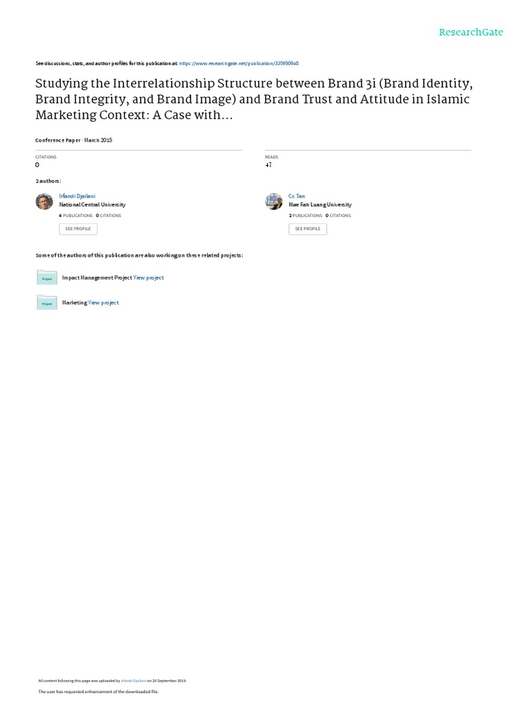 Studying The Interrelationship Structure Between Brand 3i (Brand ... Studying The Interrelationship Structure Between Brand 3i (Brand ...