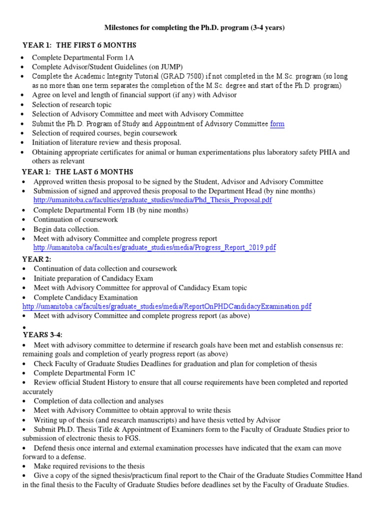 Milestone To Complete PHD in 3 Years | PDF | Thesis | Doctor Of Philosophy