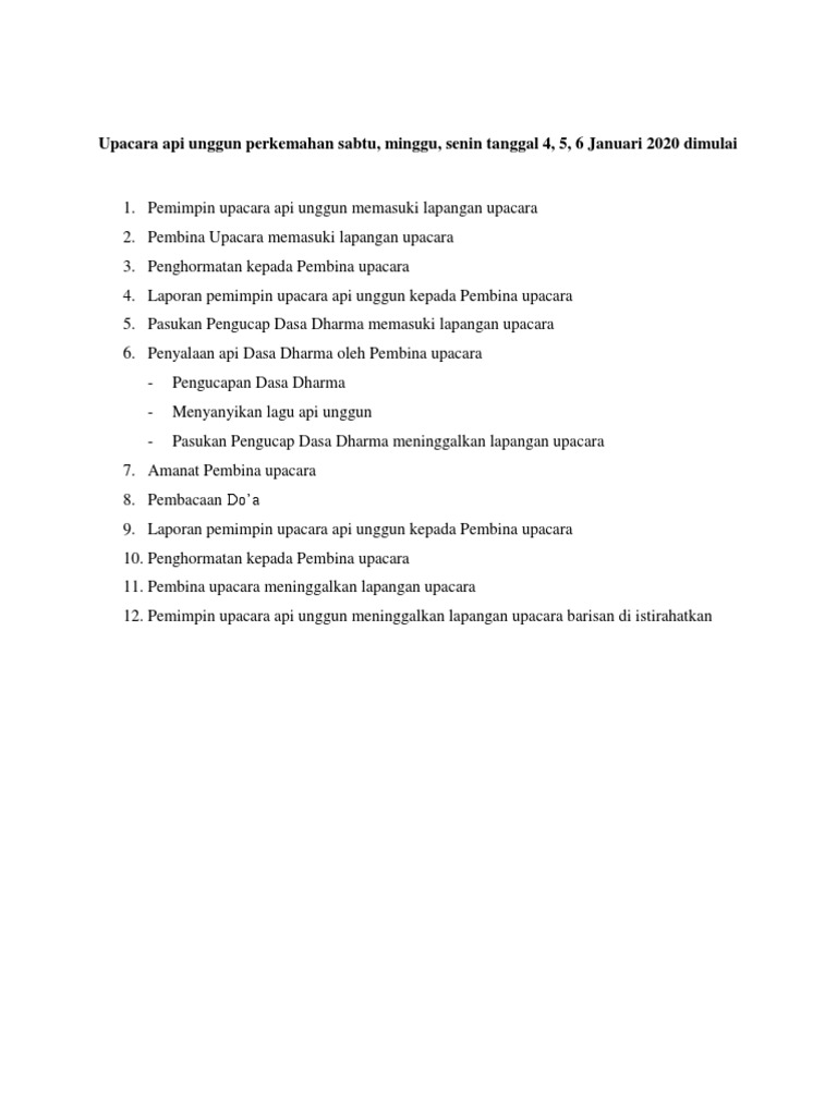 Susunan Upacara Api Unggun | PDF
