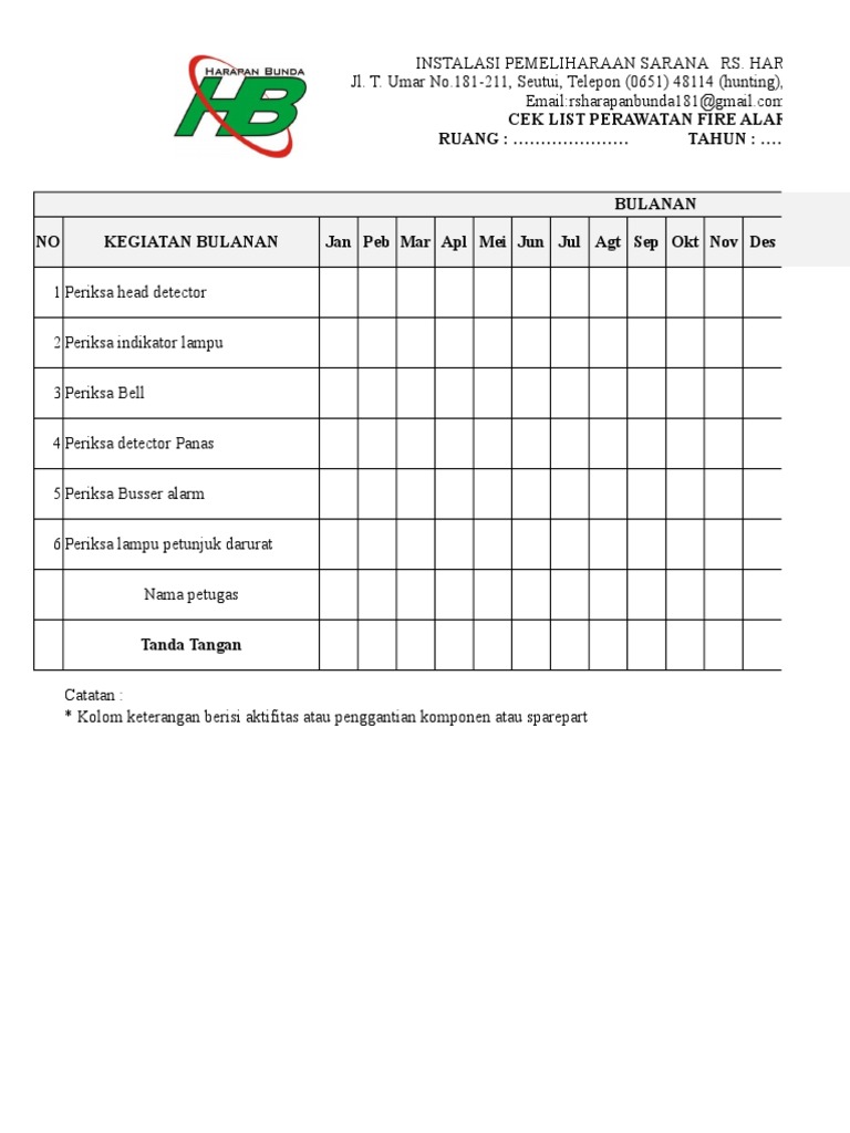 Ceklist Perawatan Fire Alarm | PDF