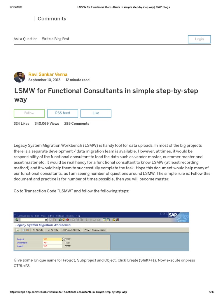 LSMW For Functional Consultants in Simple Step-By-Step Way - SAP Blogs PDF | PDF | Screenshot ...