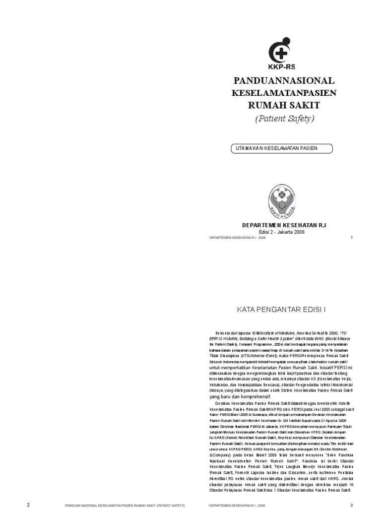 PMKP 2.2 Buku Panduan Nasional Keselamatan Pasien RS 2008 | PDF