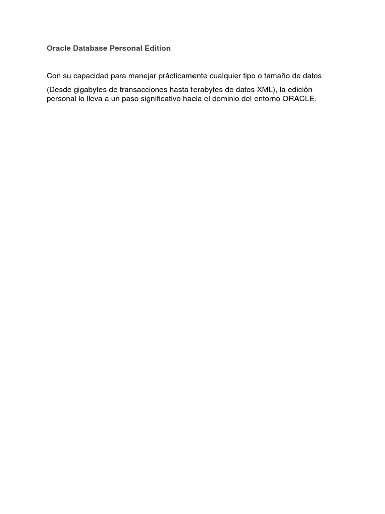 Oracle Database Personal Edition | PDF