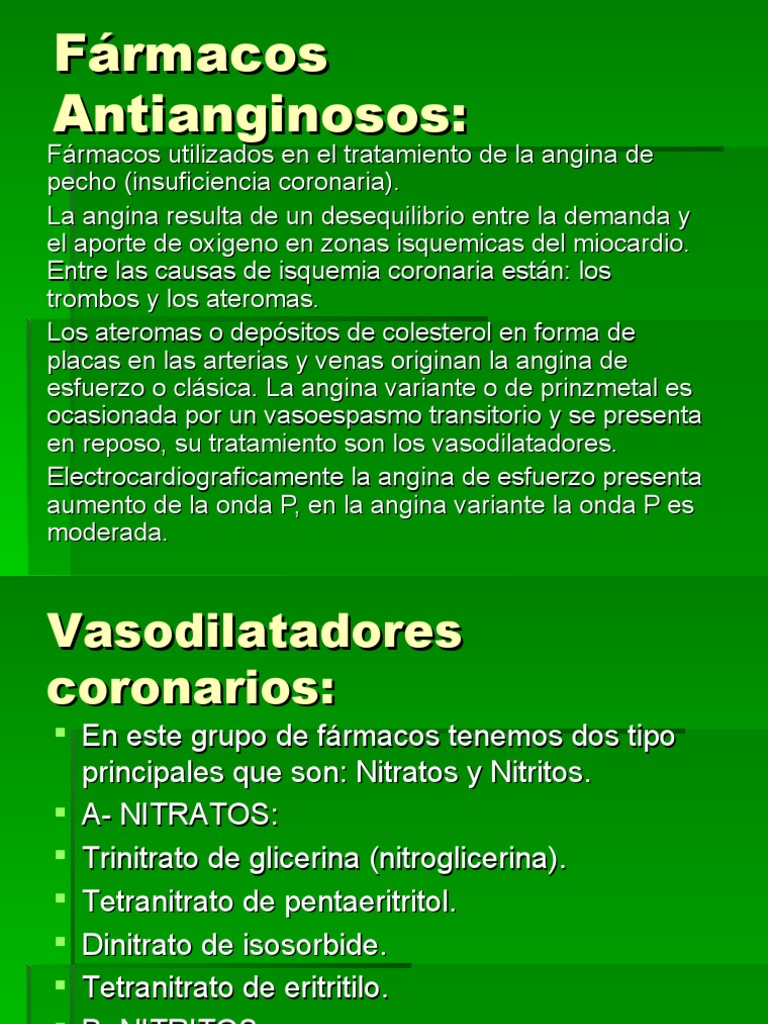 Tratamiento Farmacológico de la Angina | PDF | Especialidades Medicas ...