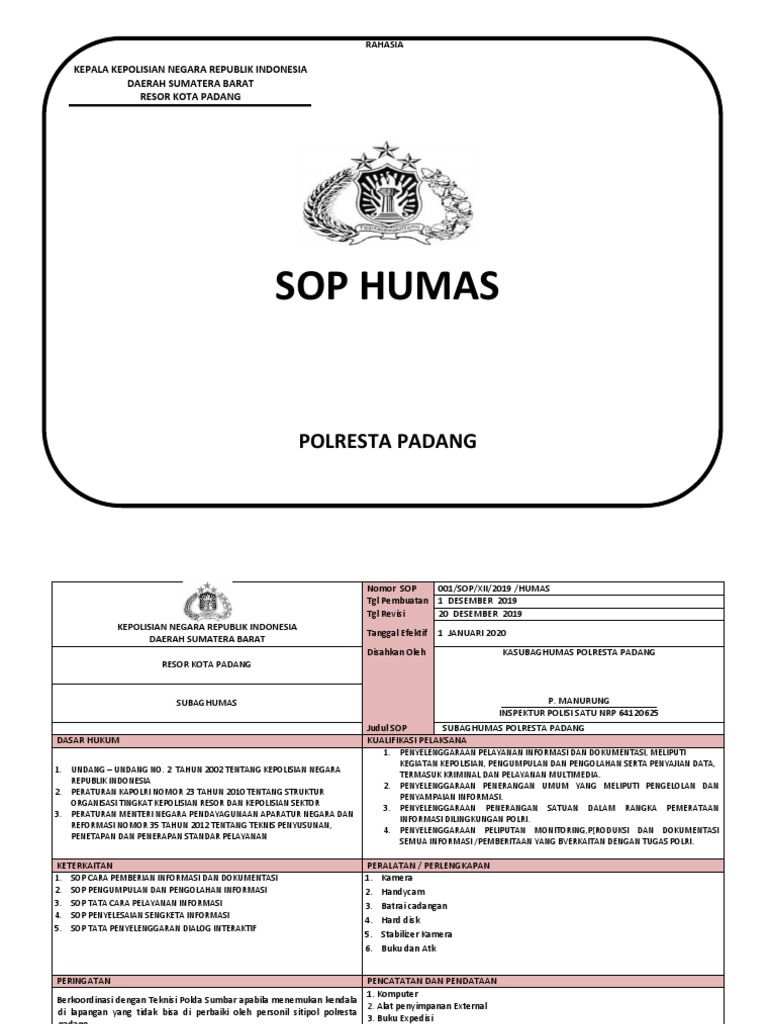 Sop Humas Yan Informasi | PDF