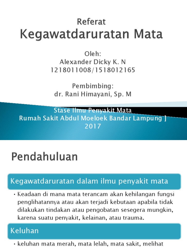 Referat Kegawatdaruratan Mata Alexander Dicky | PDF