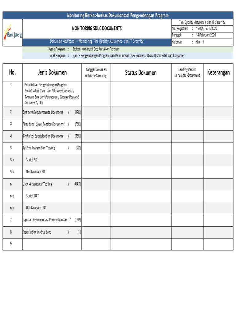 Checklist Dokumen SDLC Pengemb Program - No15 - 14feb20 | PDF ...