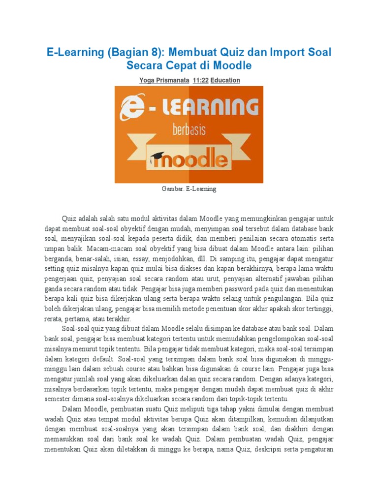 Tutorial Buat Soal Di Moodle | PDF