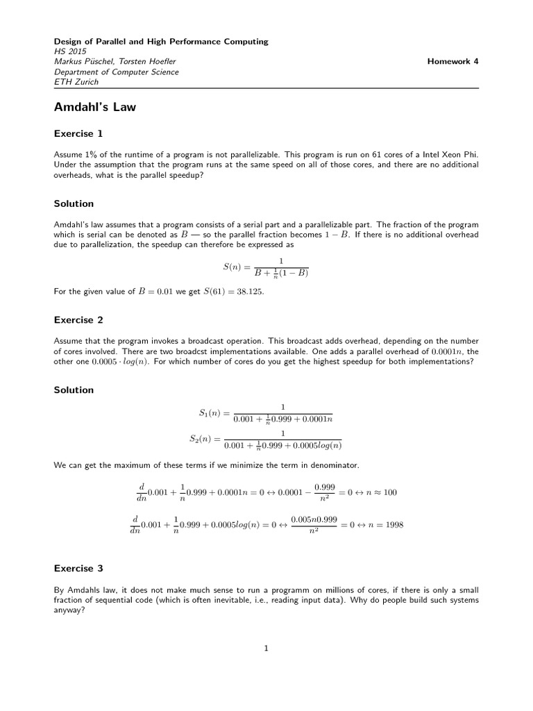 Amdahl Solution | PDF | Parallel Computing | Areas Of Computer Science
