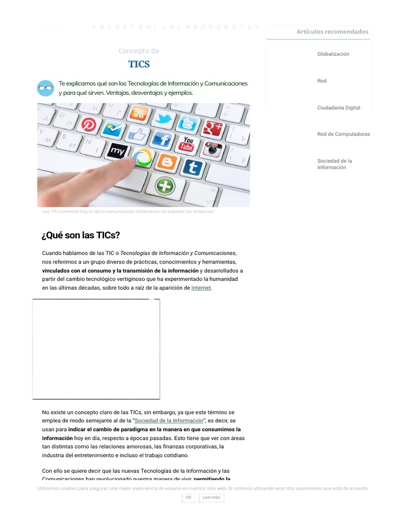 TICs - Concepto, Ventajas, Desventajas y Ejemplos | PDF | Tecnología de información y ...